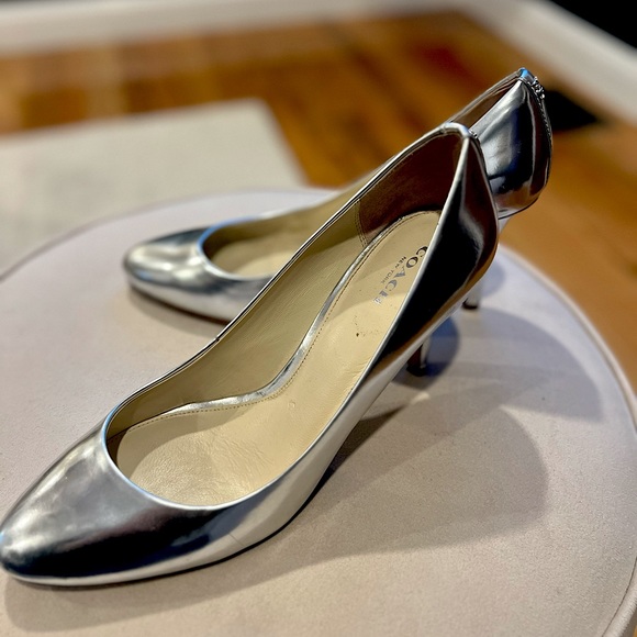 Coach | Shoes | Coach Silver Patent Leather Pumps | Poshmark